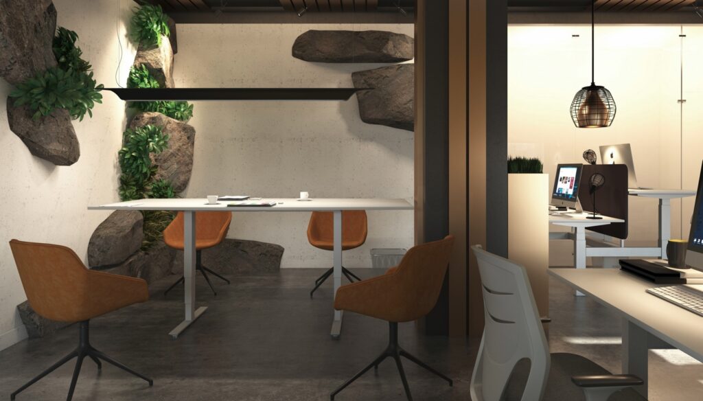 Advance Sit Stand Meeting Table Barrel Shape 640-1300mm High