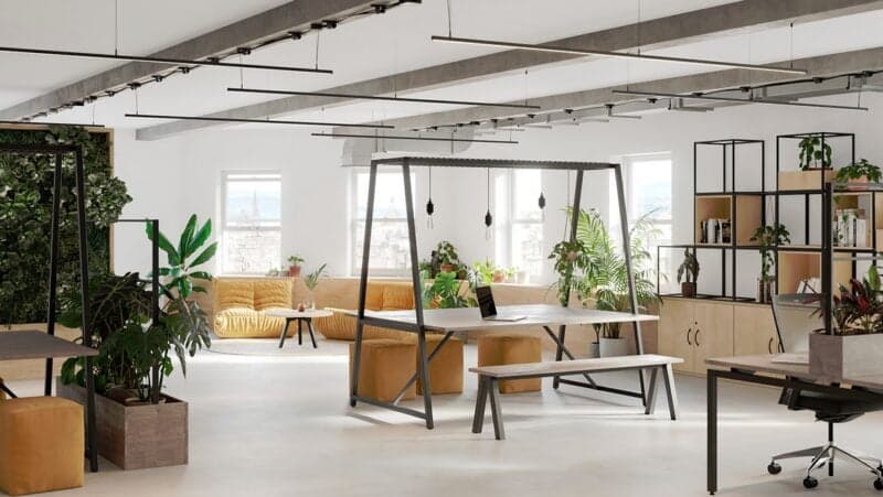 Canopy Table | Desk Or Poseur High | Overhead Plants, Lights
