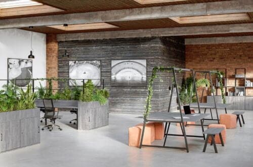 Canopy Table | Desk Or Poseur High | Overhead Plants, Lights