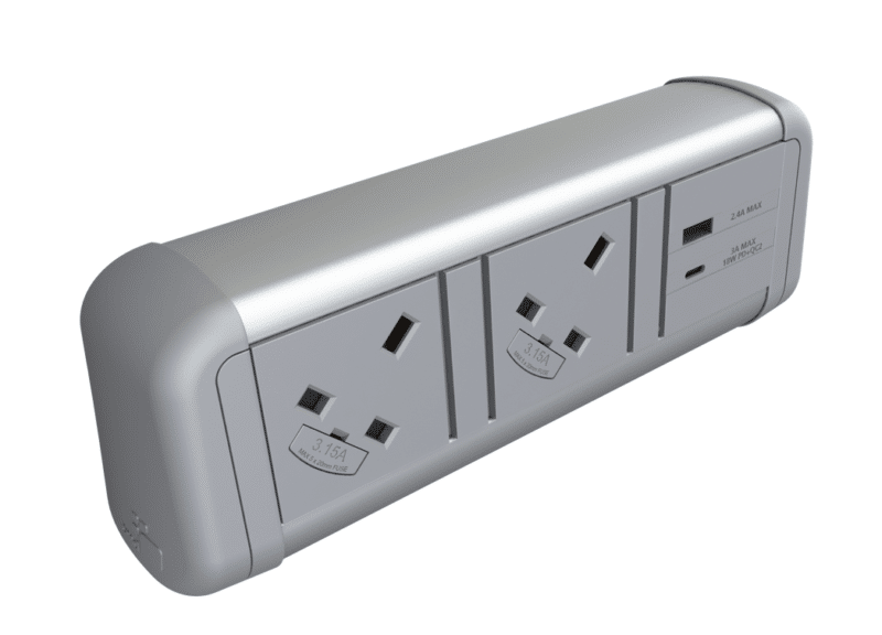 Elite+ Under Desk Power Modules | 2, 3, 4 Or 6 Fused Sockets