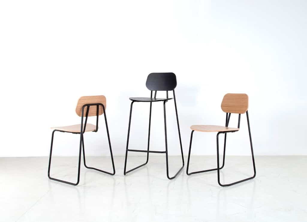 Swing Chair And Stool Are Stackable With A Tubular Sled Base