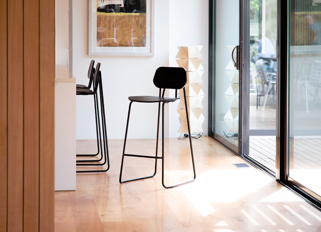Swing Chair And Stool Are Stackable With A Tubular Sled Base